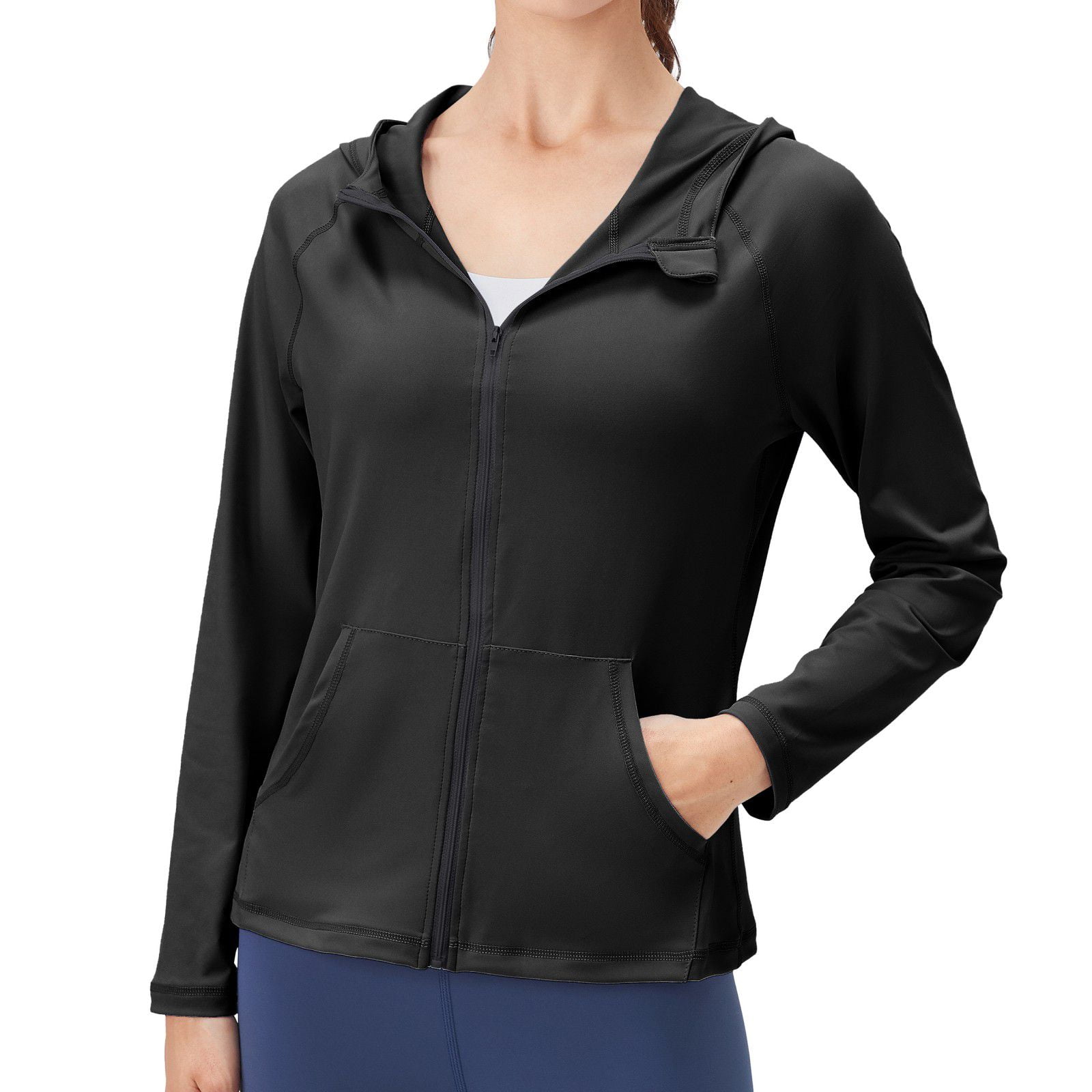 Pretty Comy Women's Yoga Jacket Hooded Slim-fit Fitness Jacket Zipper ...