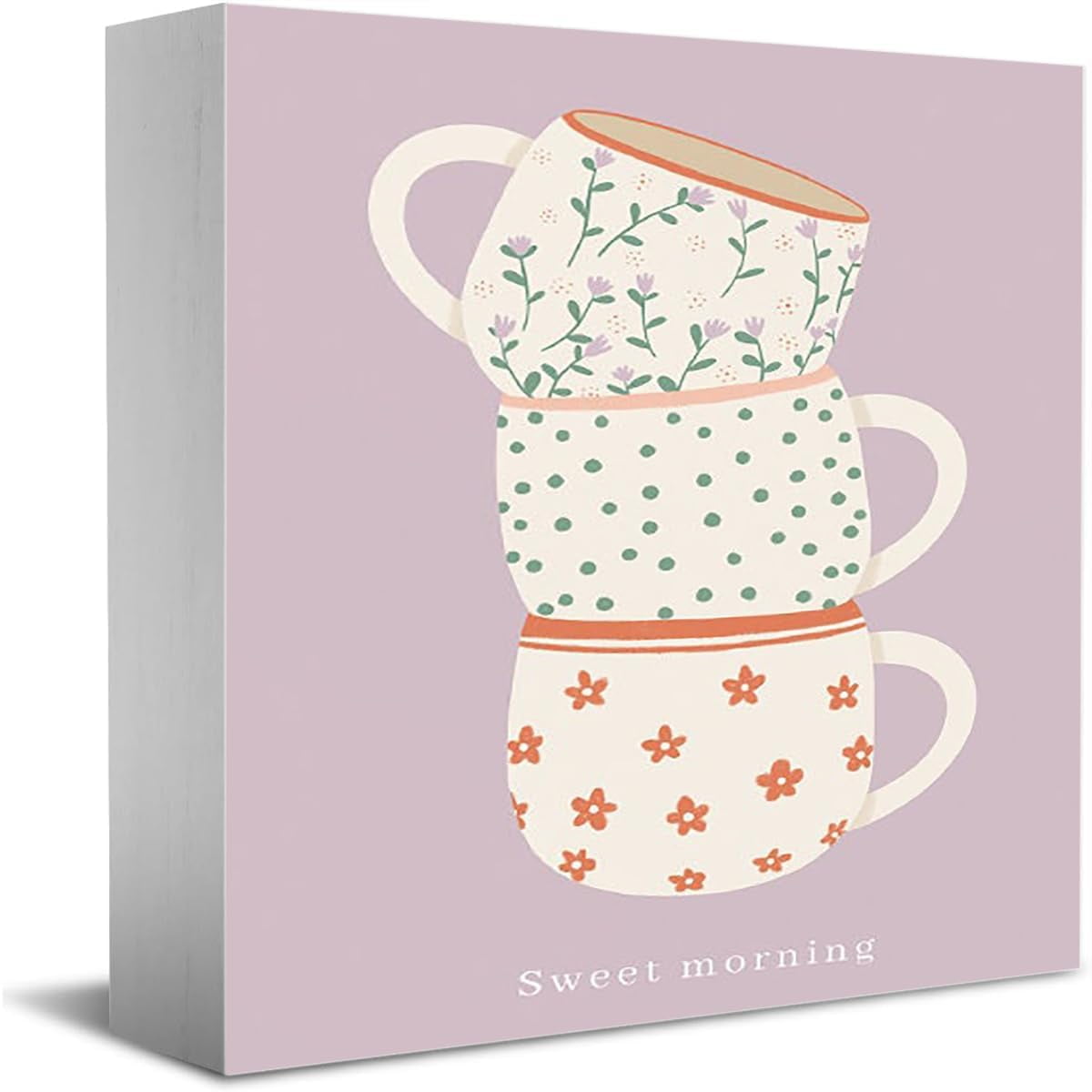 Pretty Cup Farmhouse Spring Wooden Box Sign Funny Desk Decor Spring ...