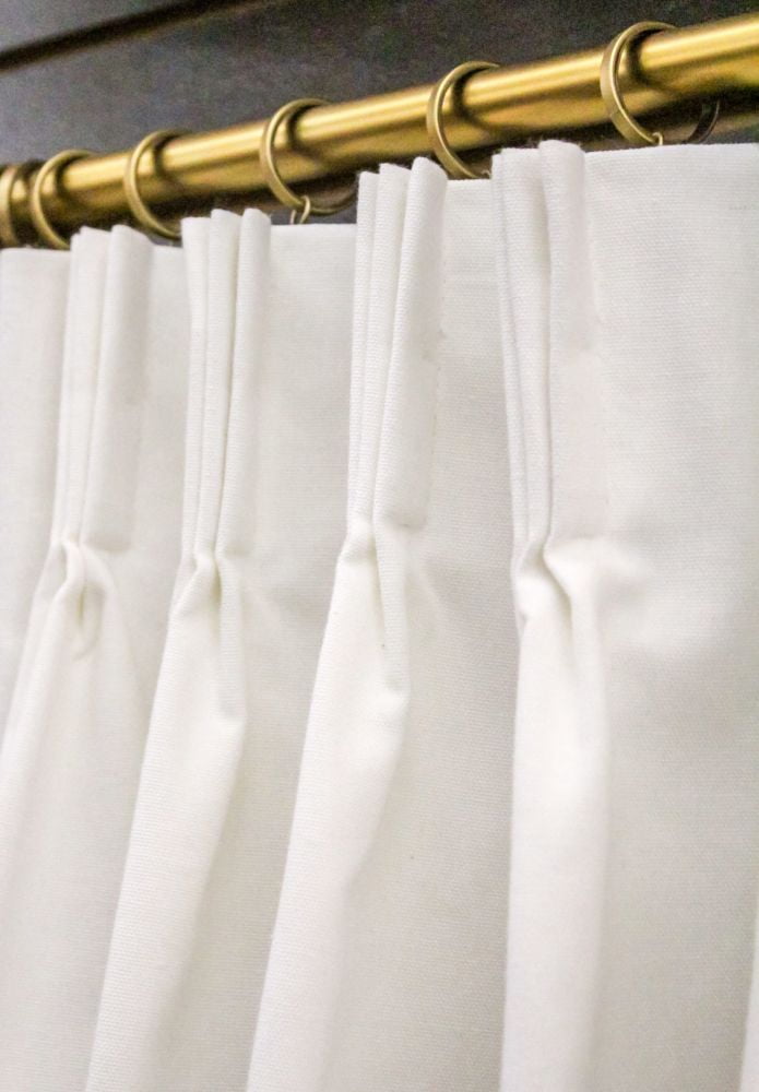 Pretty-Darn-Quick Custom Drapes: White Cotton, Lined, and Pinch-Pleated ...