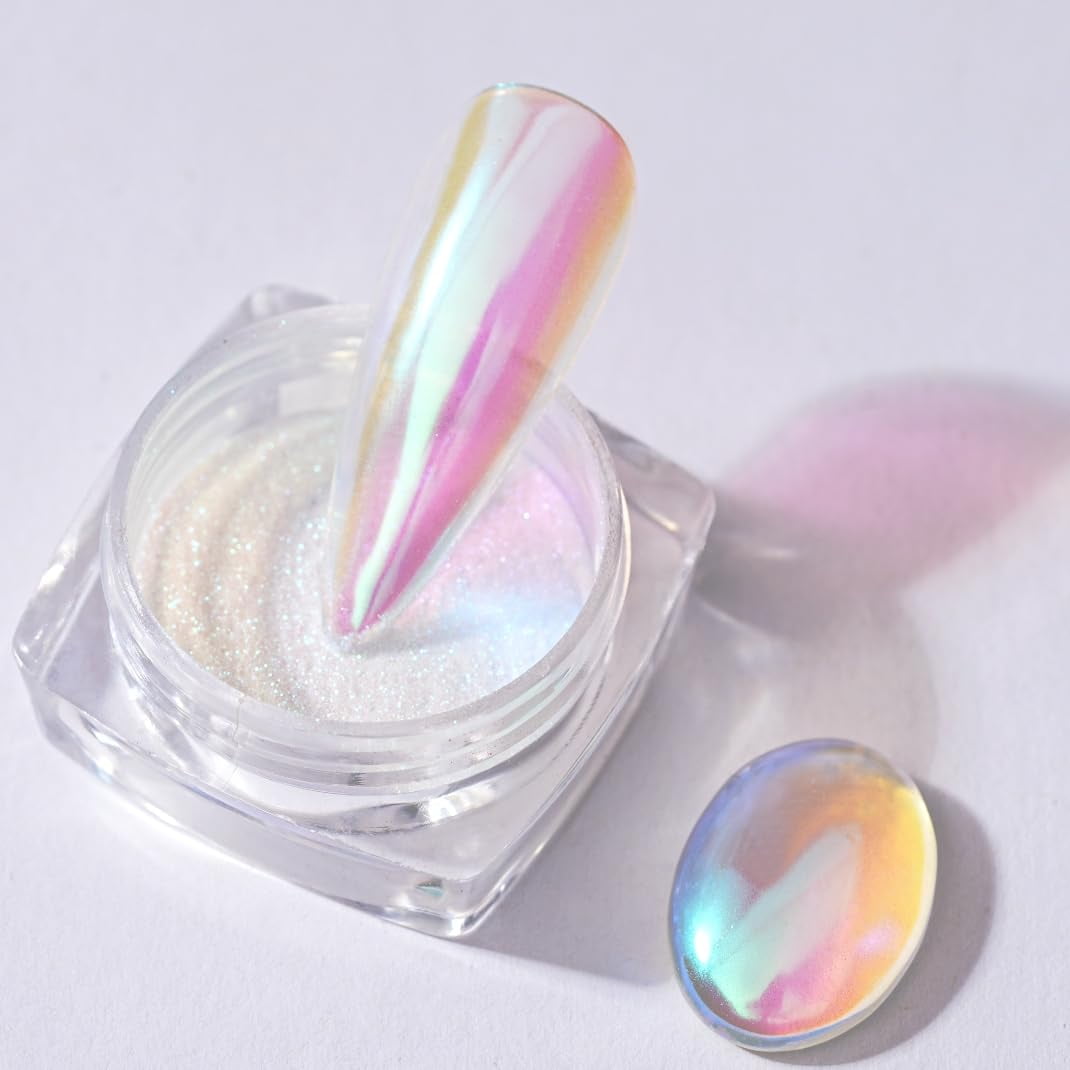 Pretty Diva 0.3g Mermaid AIF9 Unicorn Chrome Nail Powder, Aurora Iridescent Chrome Powders for ...