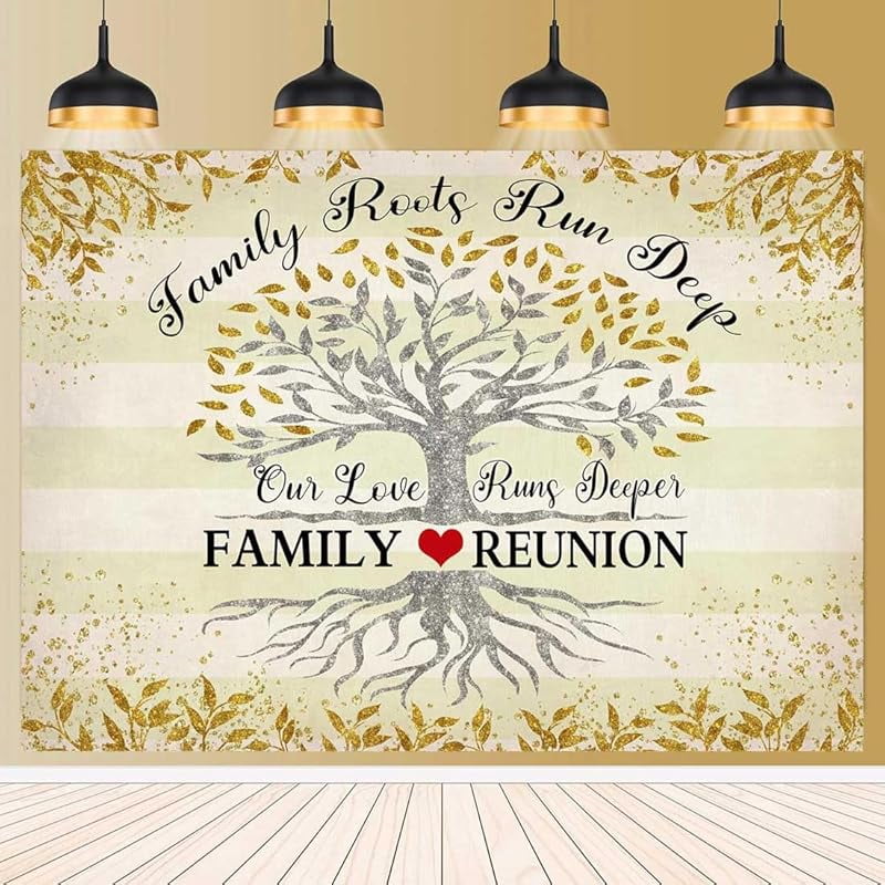 Pretty Family Reunion Backdrop Family Tree Leaves Family Members Our ...