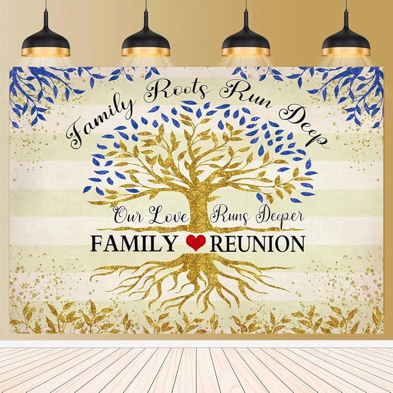 Pretty Family Reunion Backdrop Family Tree Leaves Family Members Our ...