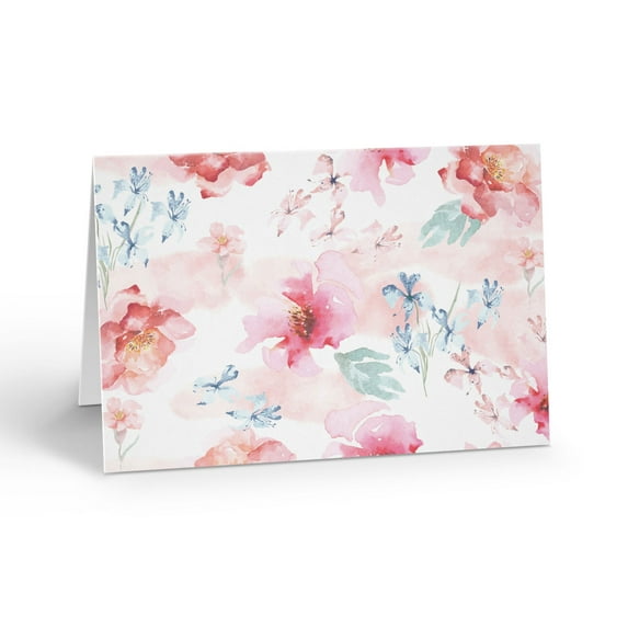 Pretty Floral Blank Note Card - 10 Note Cards with Envelopes - B14411 ...