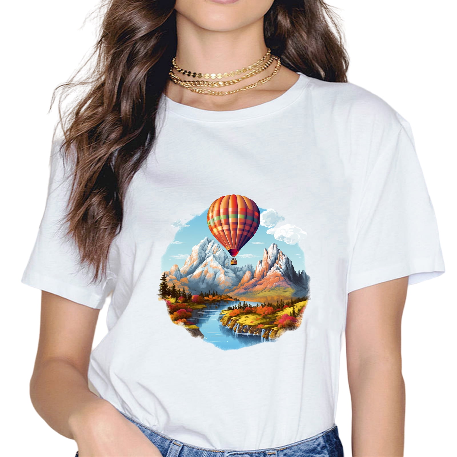 Pretty Flying Hot Air Balloon Cool Sunset Ballooning Lovers T-Shirt ...