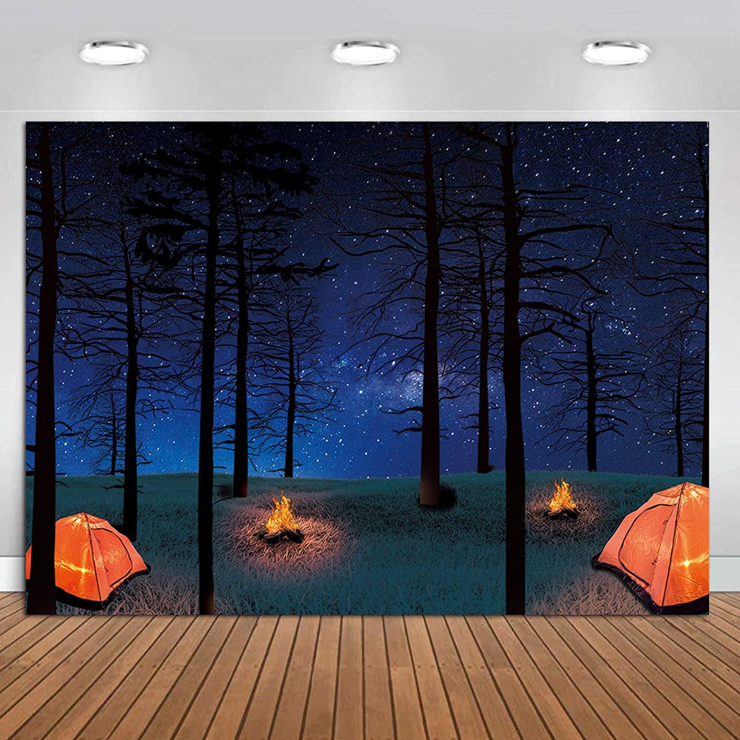 Pretty Forest Night Scene Camping Backdrop for Photography Children ...