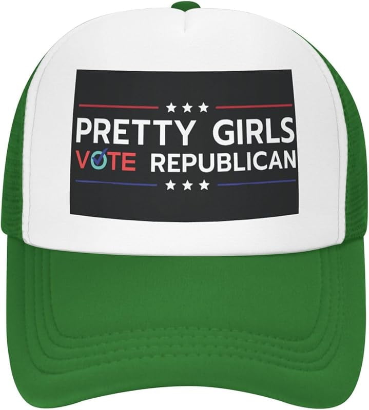 Pretty Girls Vote Republican American Flag Funny Trucker Hat Gag Gifts ...