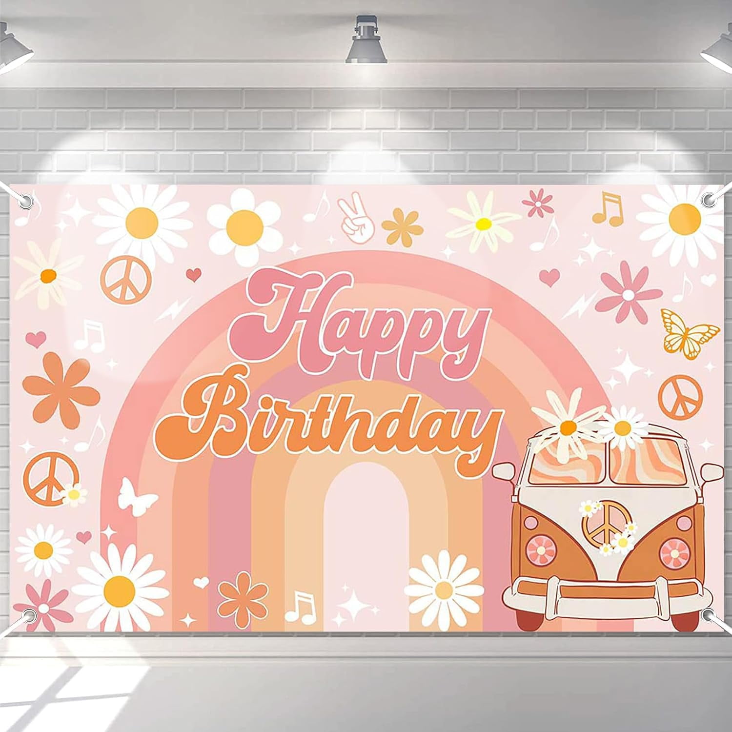 Pretty Groovy Birthday Banner for Retro Hippie Birthday Party ...