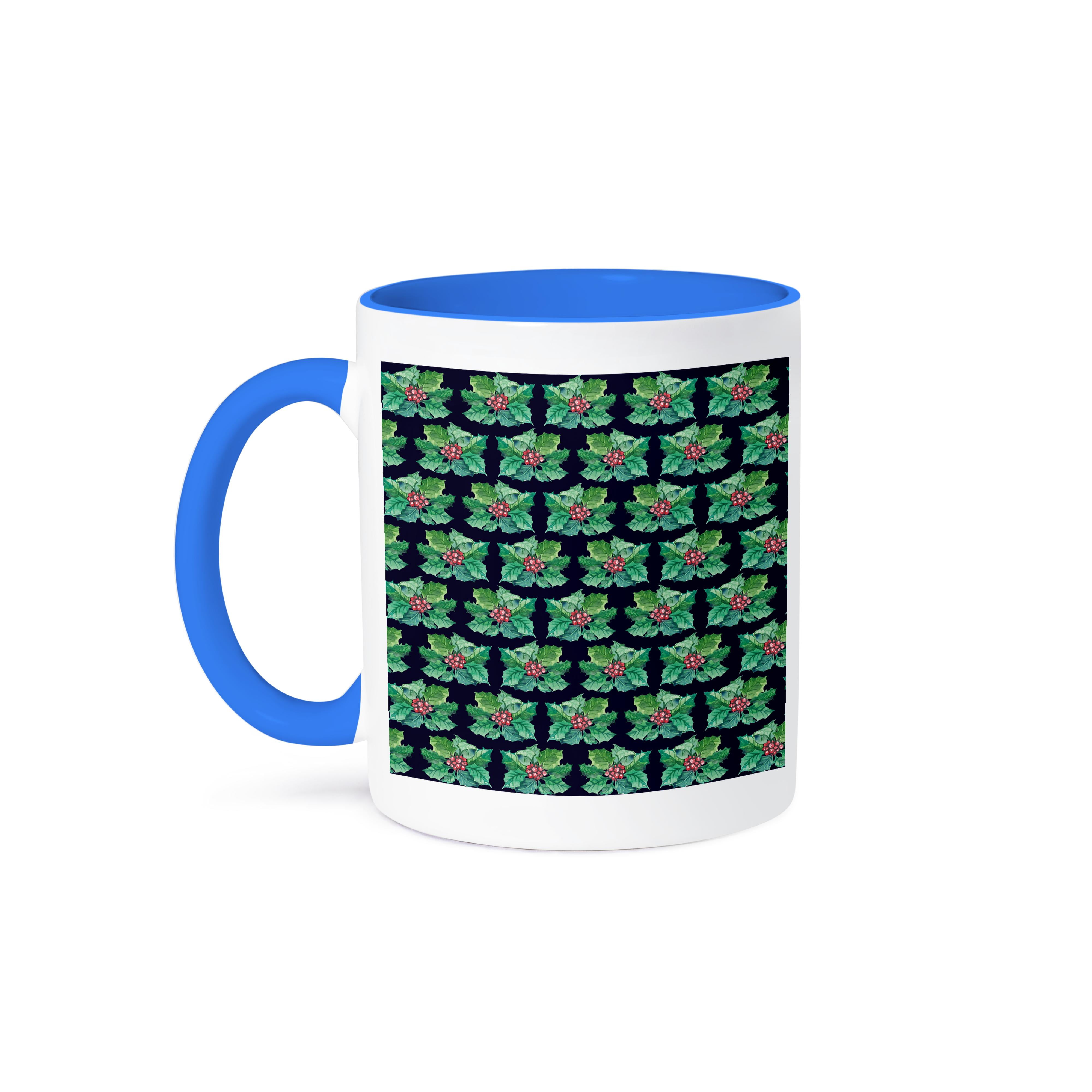 Pretty Holly Berry Bouquets Pattern, 11oz Two-Tone Blue Mug - Walmart.com