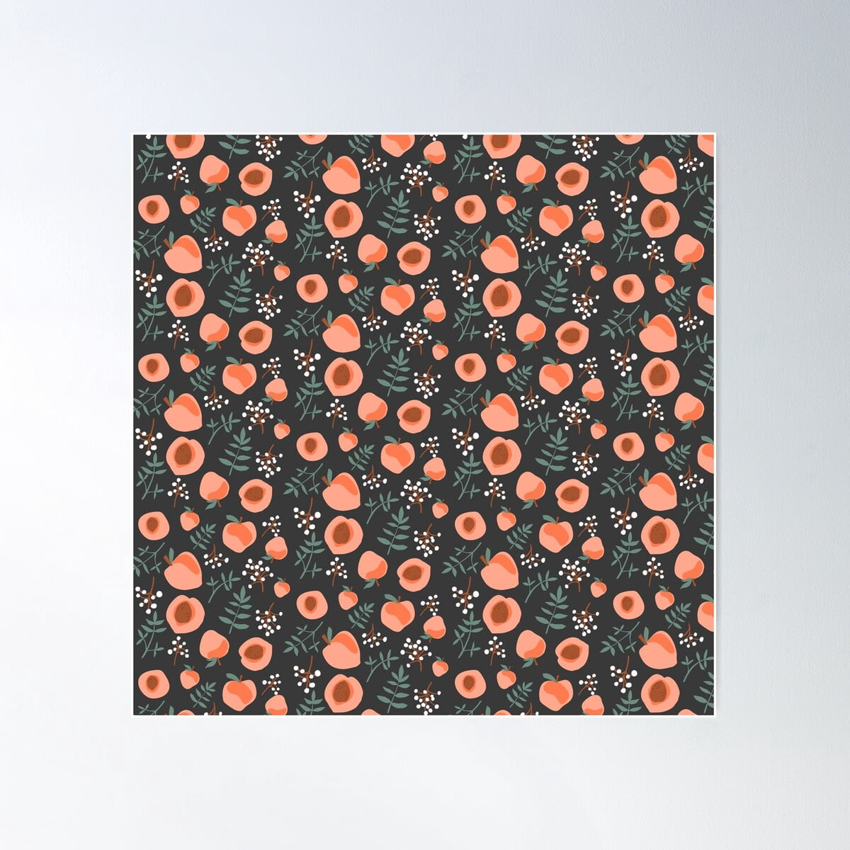 Pretty In Peach On Black Poster Wall Art, Modern Wall Decor For Living ...