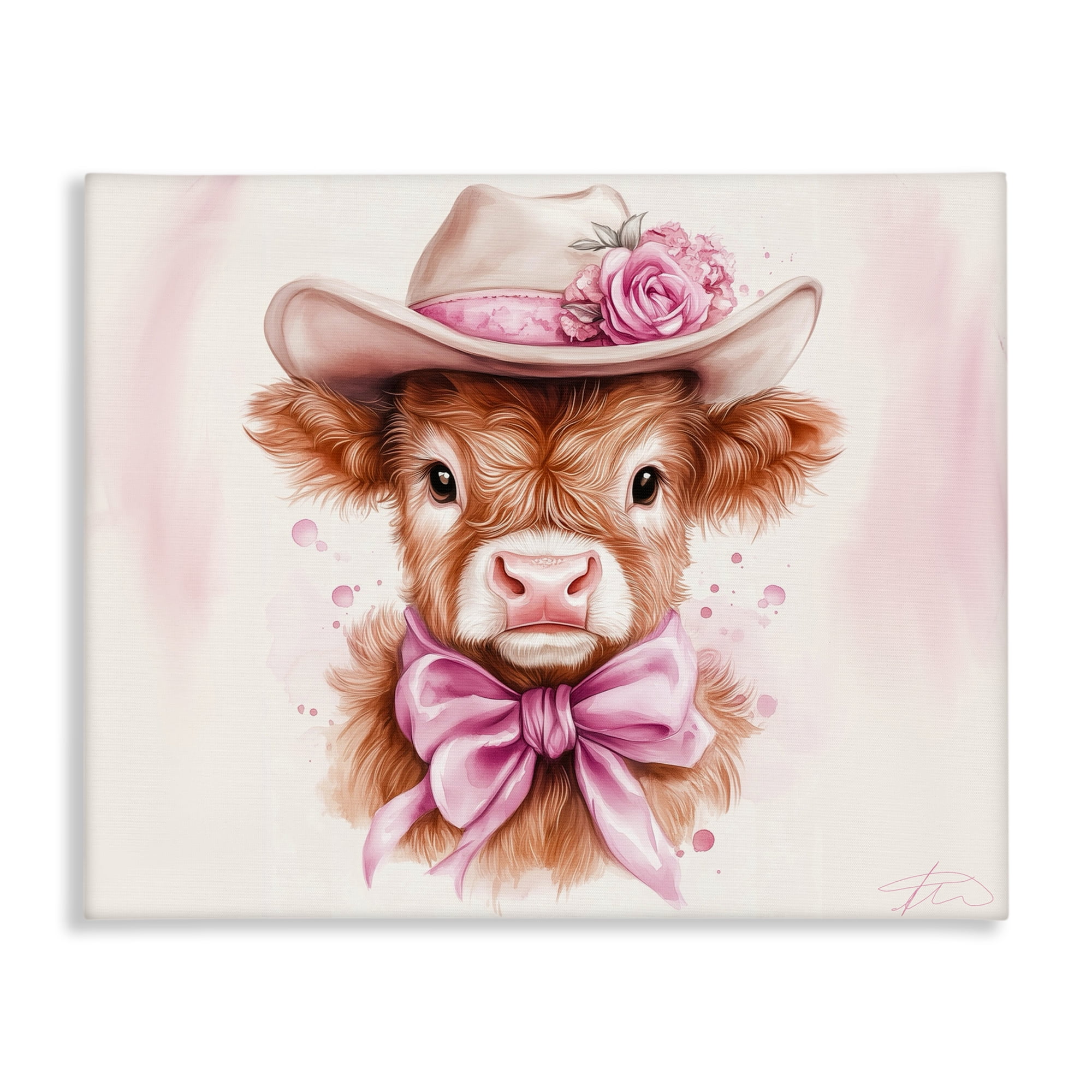 Pretty In Pink Cow Canvas Wall Art, design by Shawna Stewart - Walmart.com