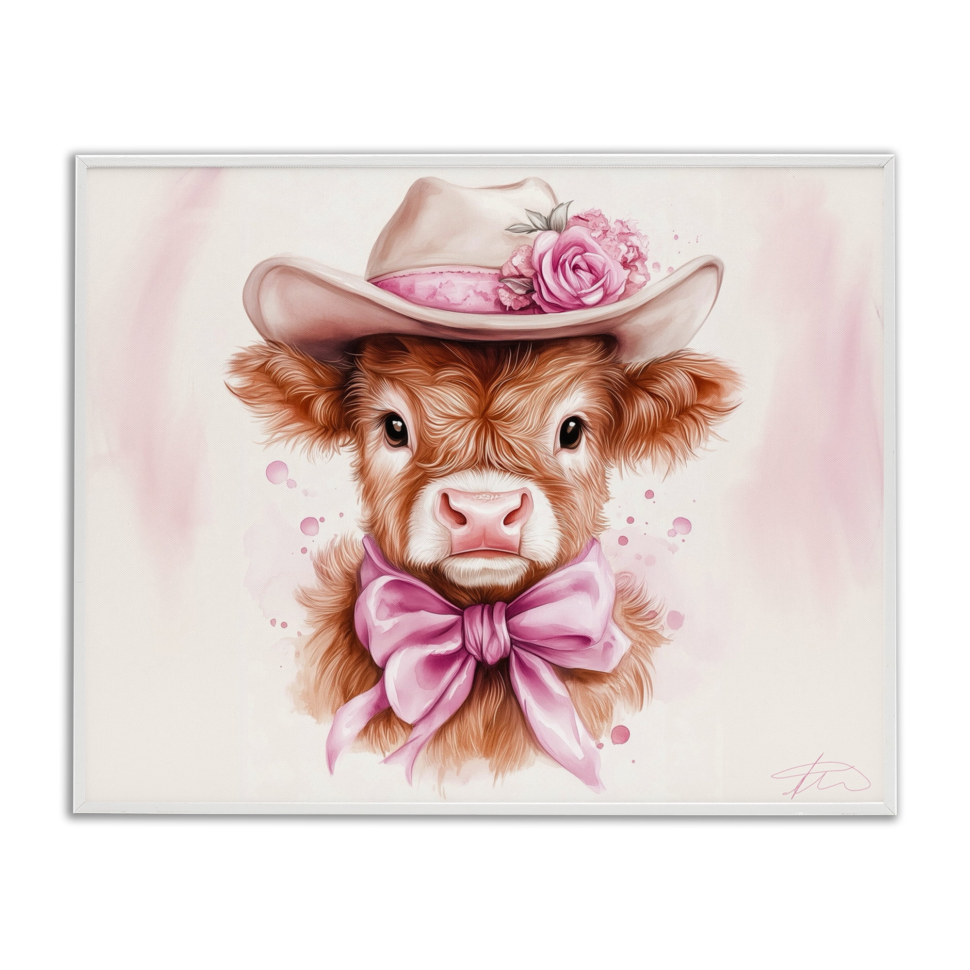 Pretty In Pink Cow White Framed Giclee Art, design by Shawna Stewart ...