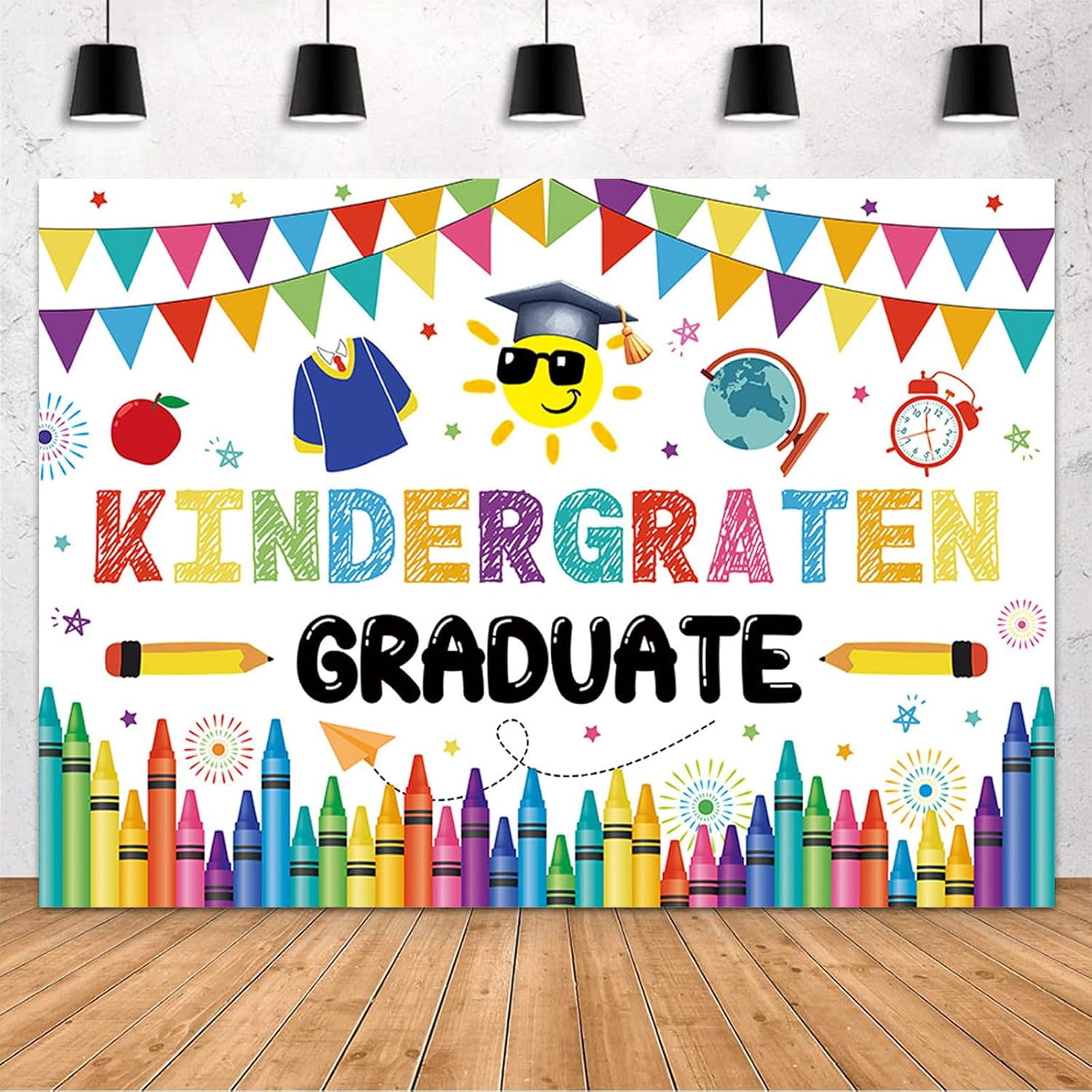 Pretty Kindergarten Graduation Backdrop Congratulations Preschool ...