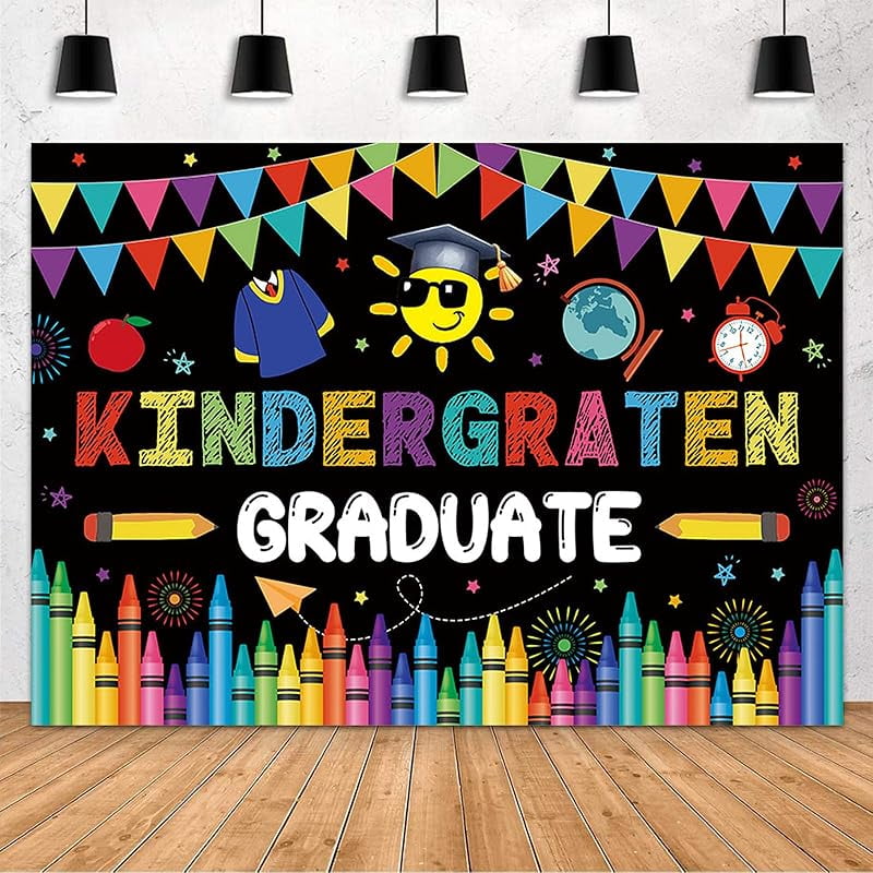 Pretty Kindergarten Graduation Backdrop Congratulations Preschool ...