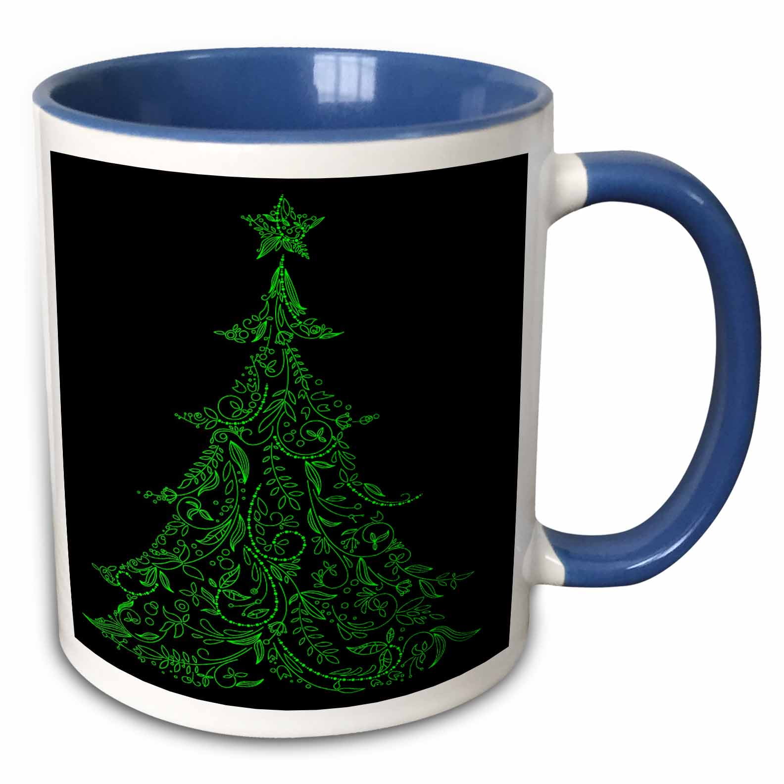 3drose, Pretty Lacey Filagree Christmas Tree with Star in Green Against ...