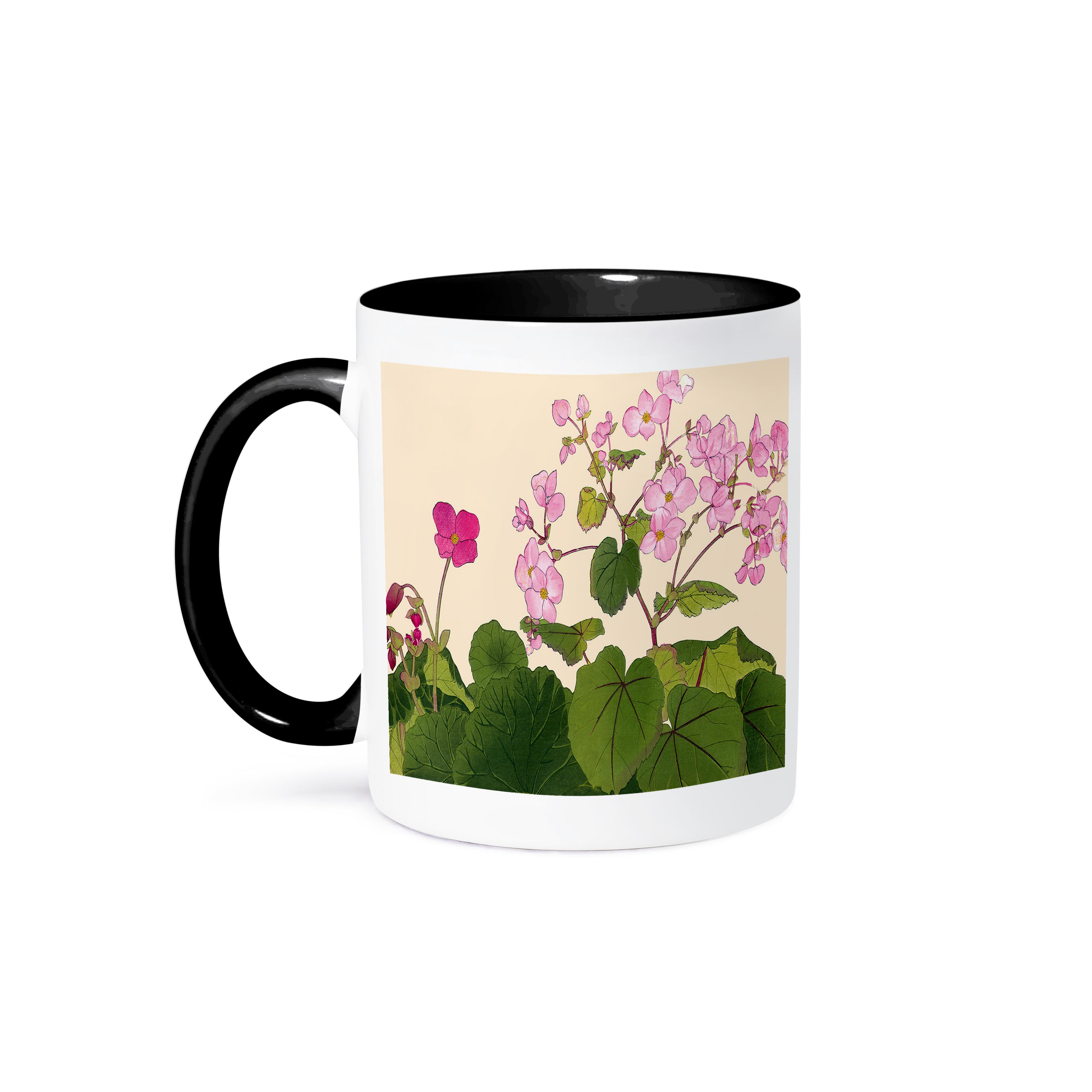 3dRose, Pretty Light Pink and Dark Pink Begonias, 15oz Two-Tone Black ...