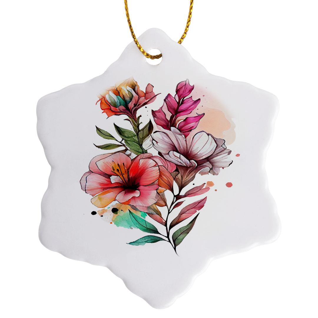 3drose, Pretty Line Art Image of Watercolor Floral Illustration, 3 inch ...