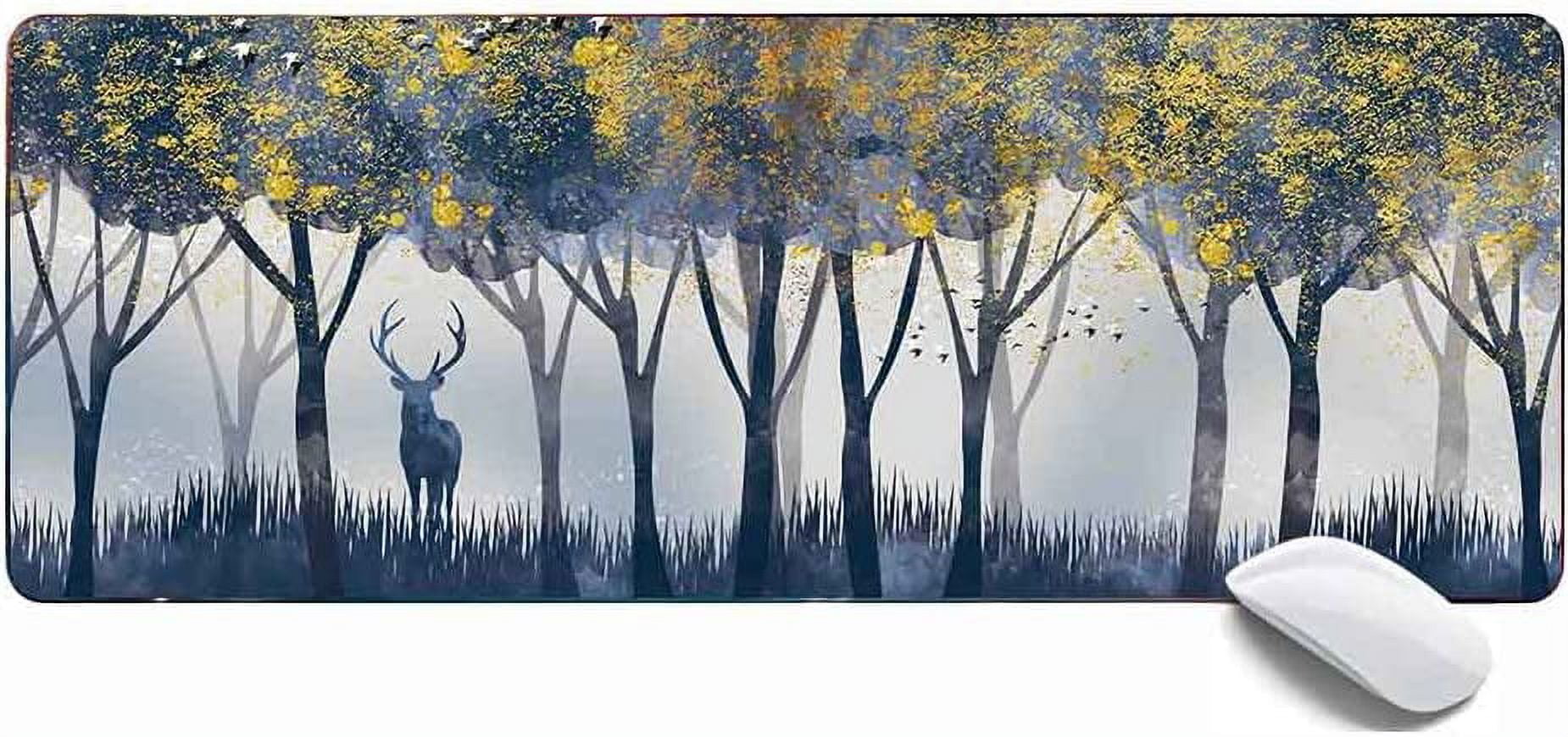 Pretty Mouse Pad Misty Forest Deer Large Gaming Mouse Pad,Extended XL ...