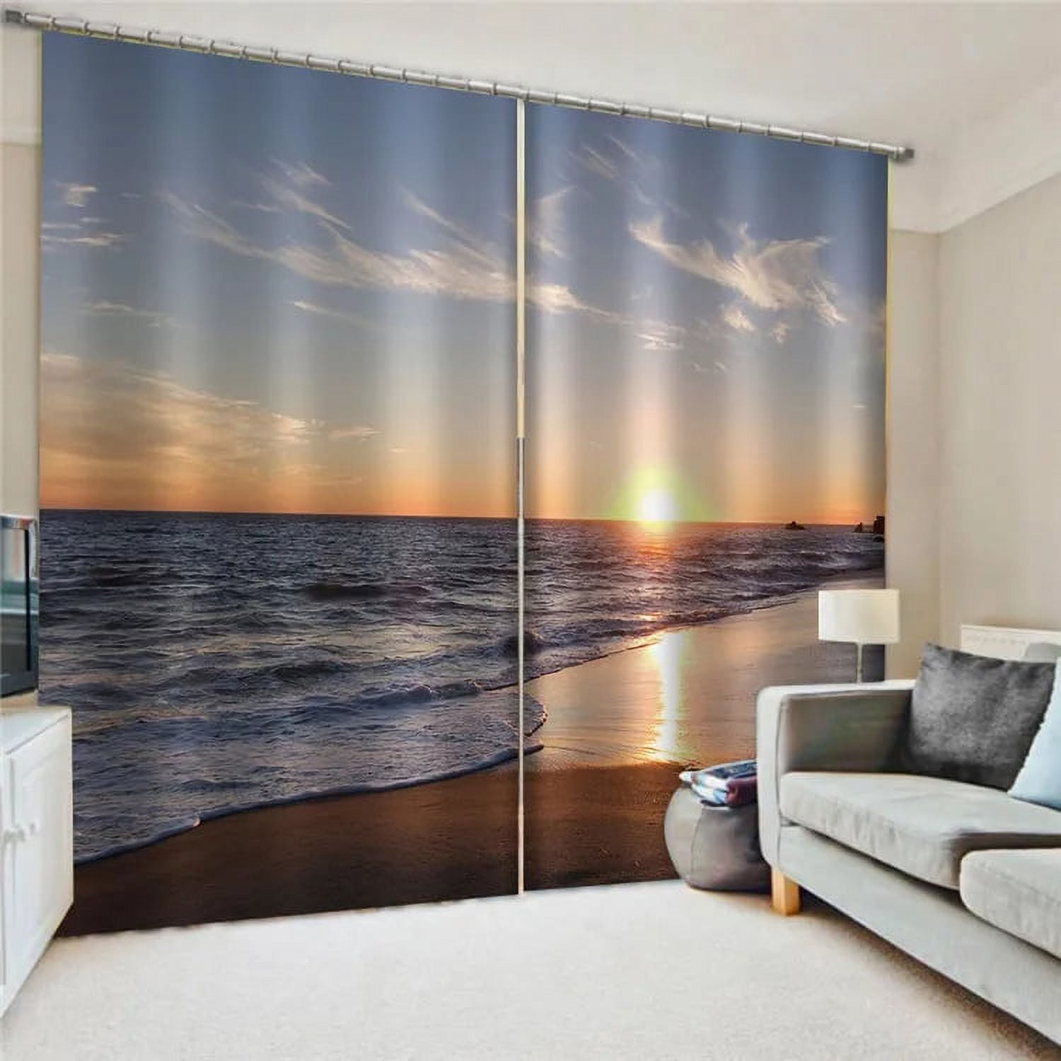 Pretty Nature Senery Beach Sea Sunset Ocean Sky Window Curtains Binds ...