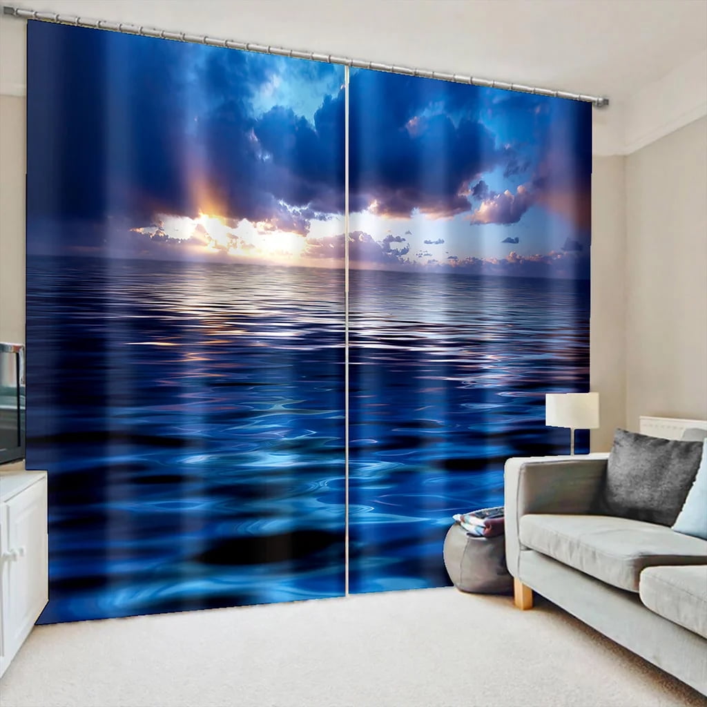 Pretty Nature Senery Beach Sea Sunset Ocean Sky Window Curtains Binds ...