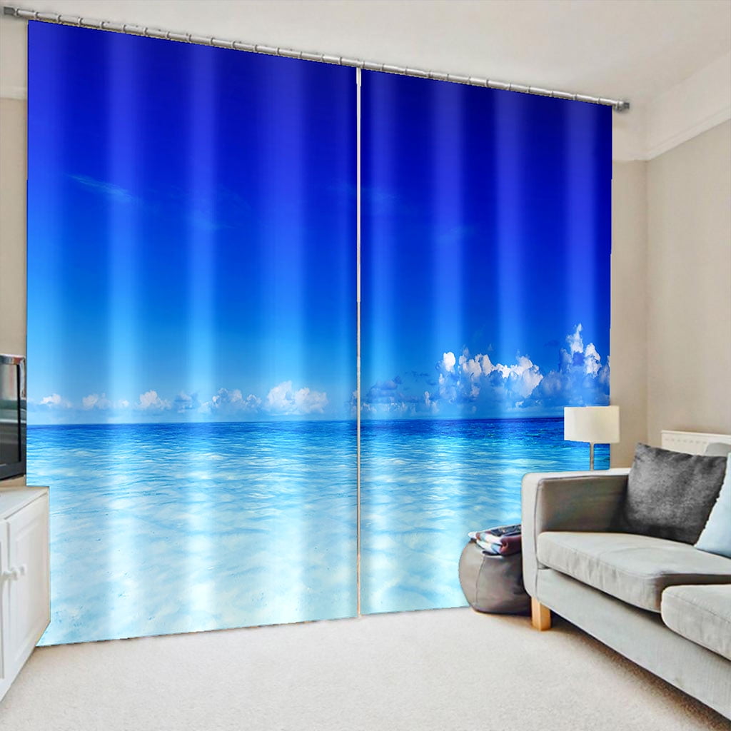 Pretty Nature Senery Beach Sea Sunset Ocean Sky Window Curtains Binds ...
