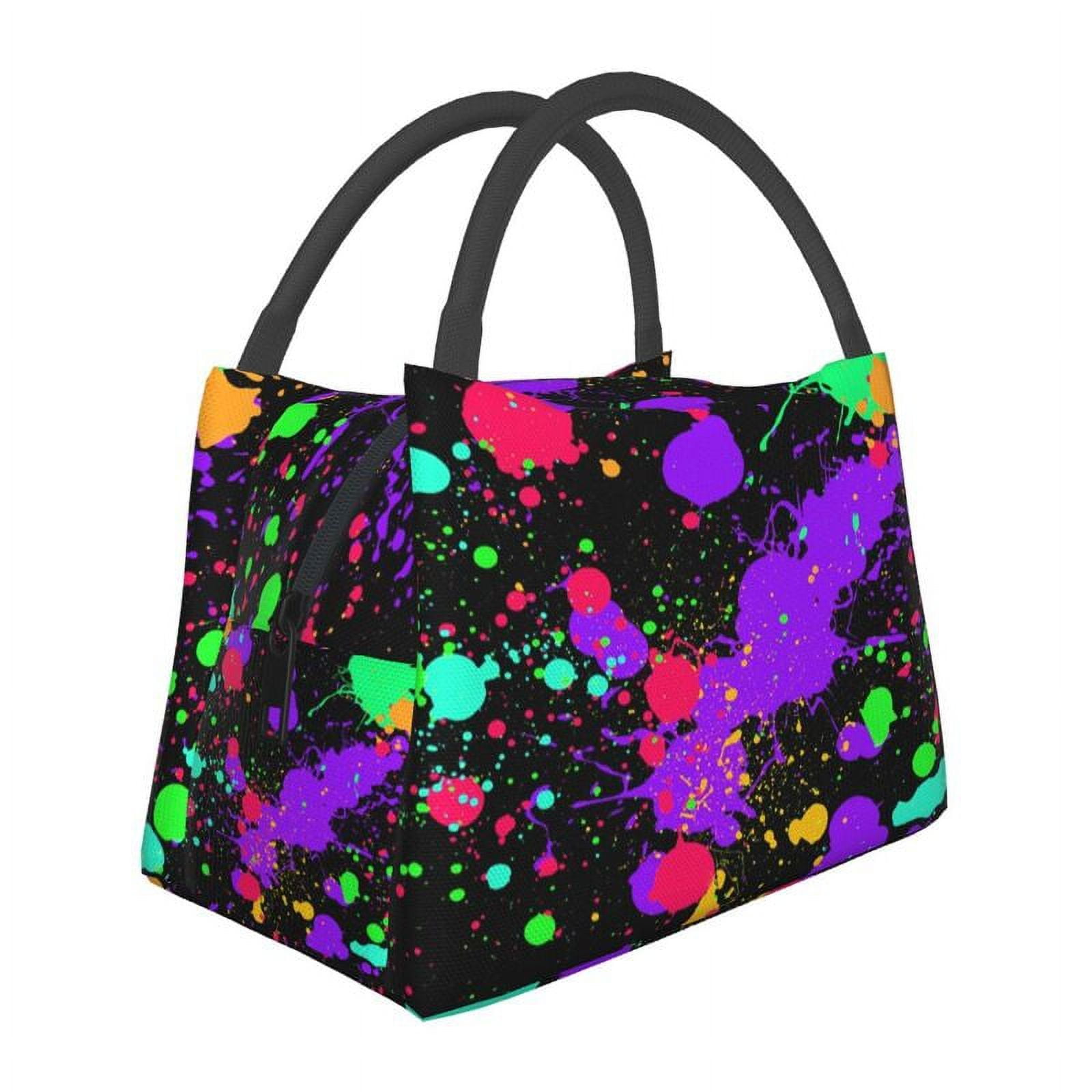 Pretty Neon Paint Splatter Insulated Lunch Bag for Women Painting ...