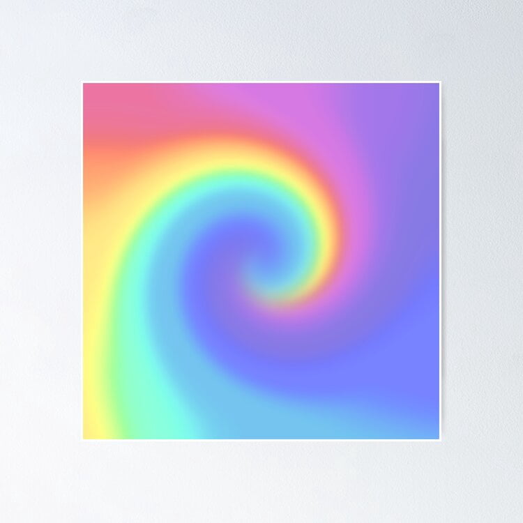 Pretty Pastel Rainbow Spiral Poster- Unframed Poster | Wall Art ...