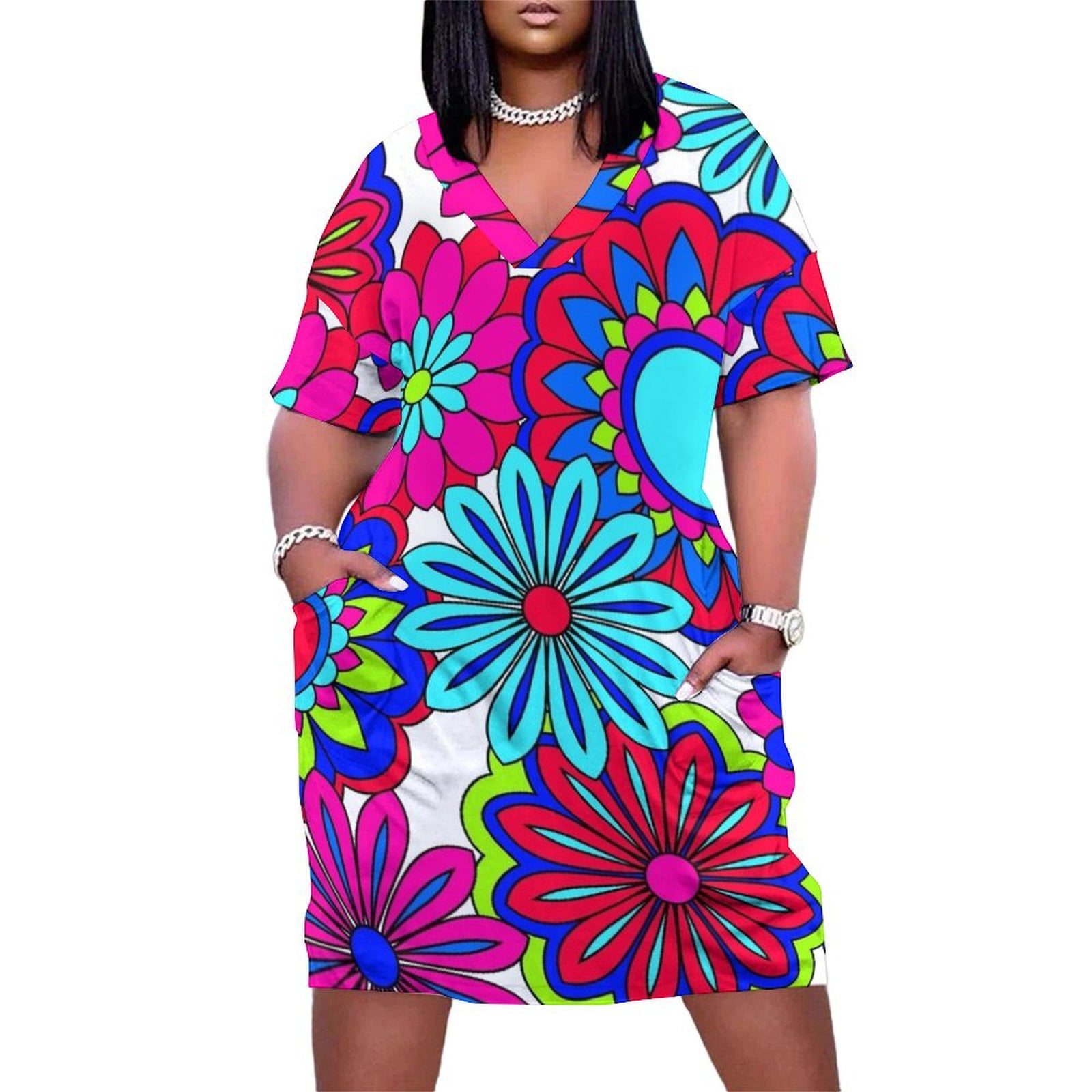 Pretty Petals Flower Power Pattern Loose Pocket Dress clothing women summer 2025 Evening gown ...