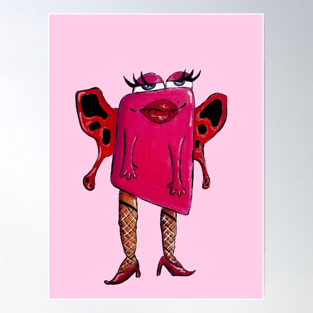 Pretty Pink Blob Poster Wall Art, Modern Wall Decor For Living Room ...