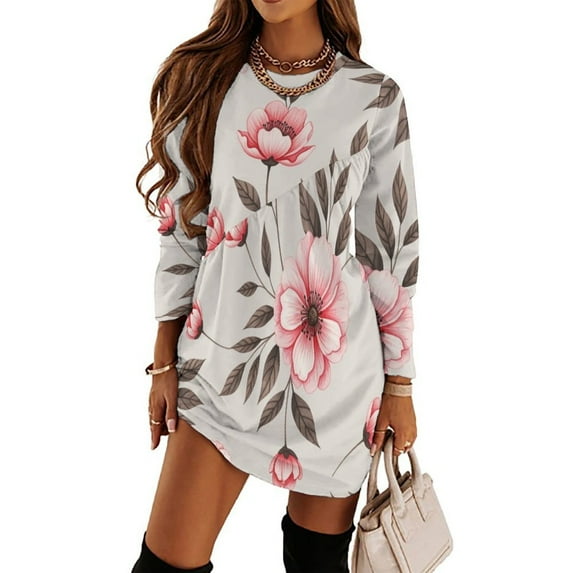 Pretty Pink Floral Pattern Loose Dress Evening Dress Summer Dresses for Women Luxury Dress Long ...