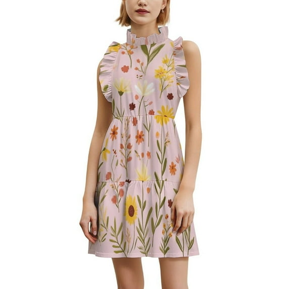 Pretty Pink Floral Summer Blooms Women's Fashion Casual Dress Summer ...
