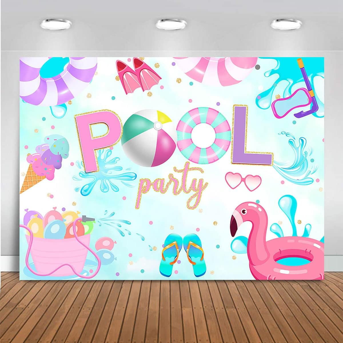 Pretty Pool Party Backdrop Girls Watercolor Summer Birthday Party ...