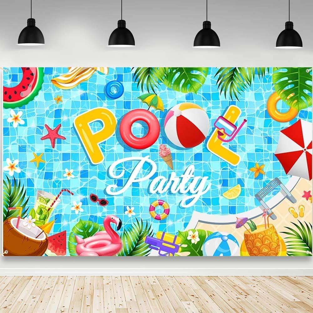 Pretty Pool Party Backdrop Summer Swimming Pool Photography Background ...
