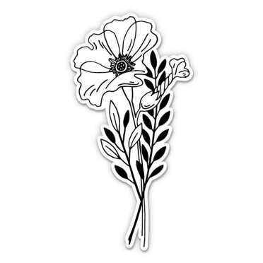 Poppies Drawing Red Field Flowers - 8" Vinyl Sticker - For Car Laptop I ...