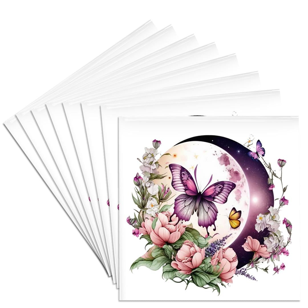 3drose, Pretty Purple Butterfly Moon with a Butterfly, Set of 8 Ceramic ...