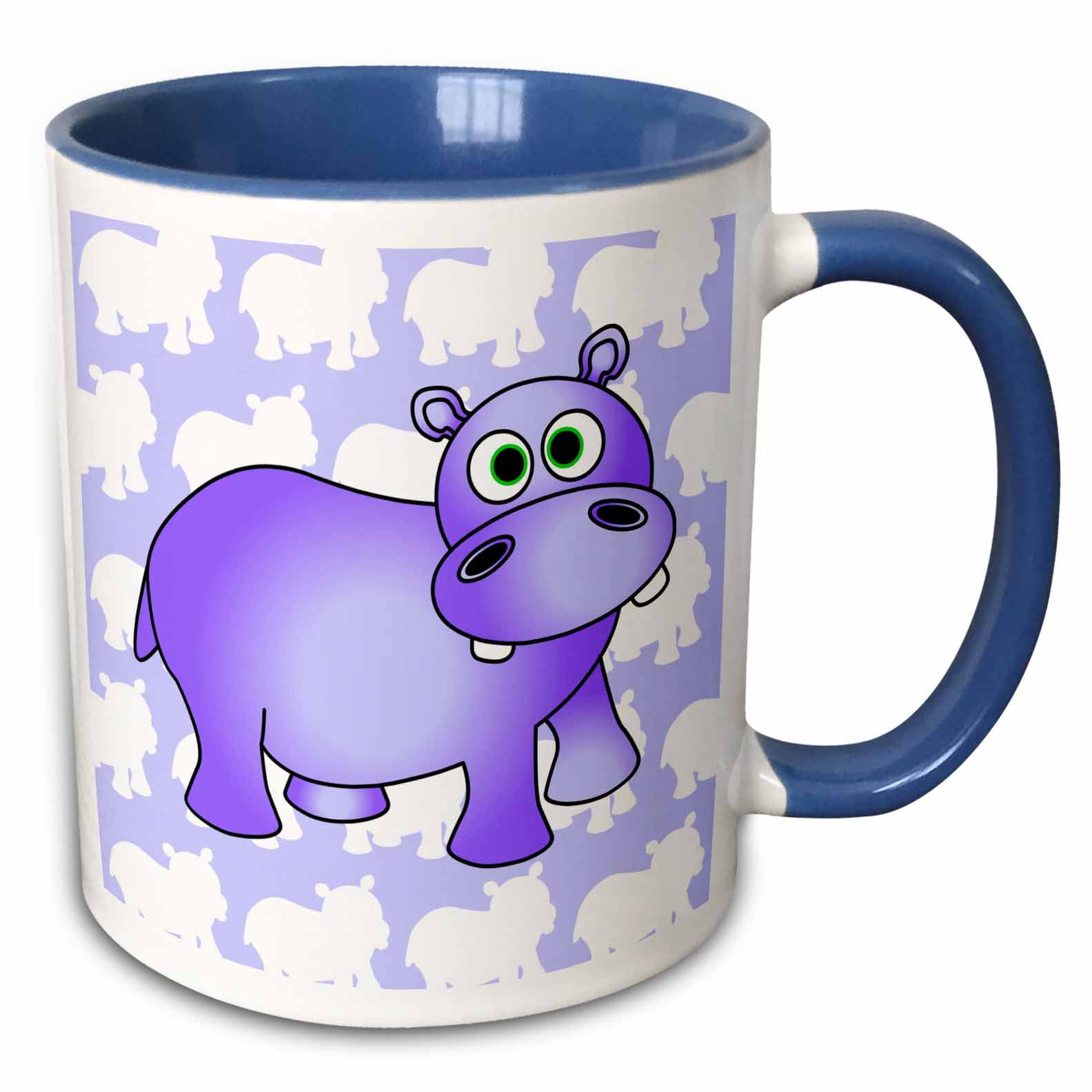 Pretty Purple Hippopotamus Cute Hippo 11oz Two-Tone Blue Mug mug-24624 ...