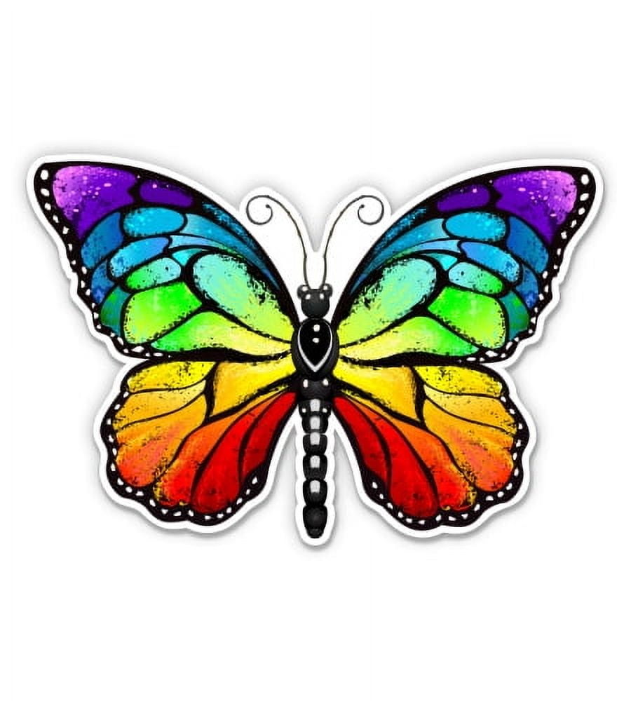 Pretty Rainbow Butterfly - 8" Vinyl Sticker - For Car Laptop I-Pad ...