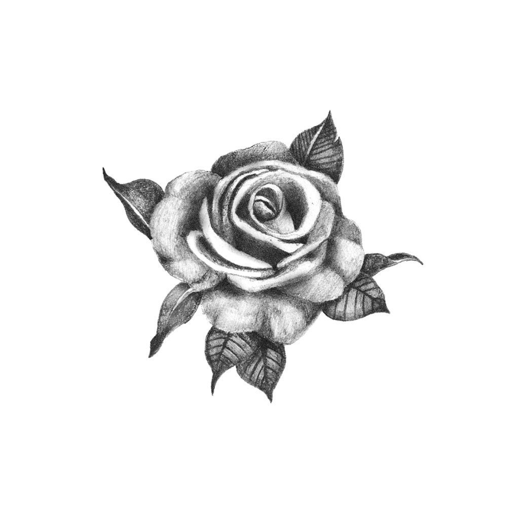 Pretty Rose - Temporary Tattoo / Rose Temporary Tattoo / Black Rose ...