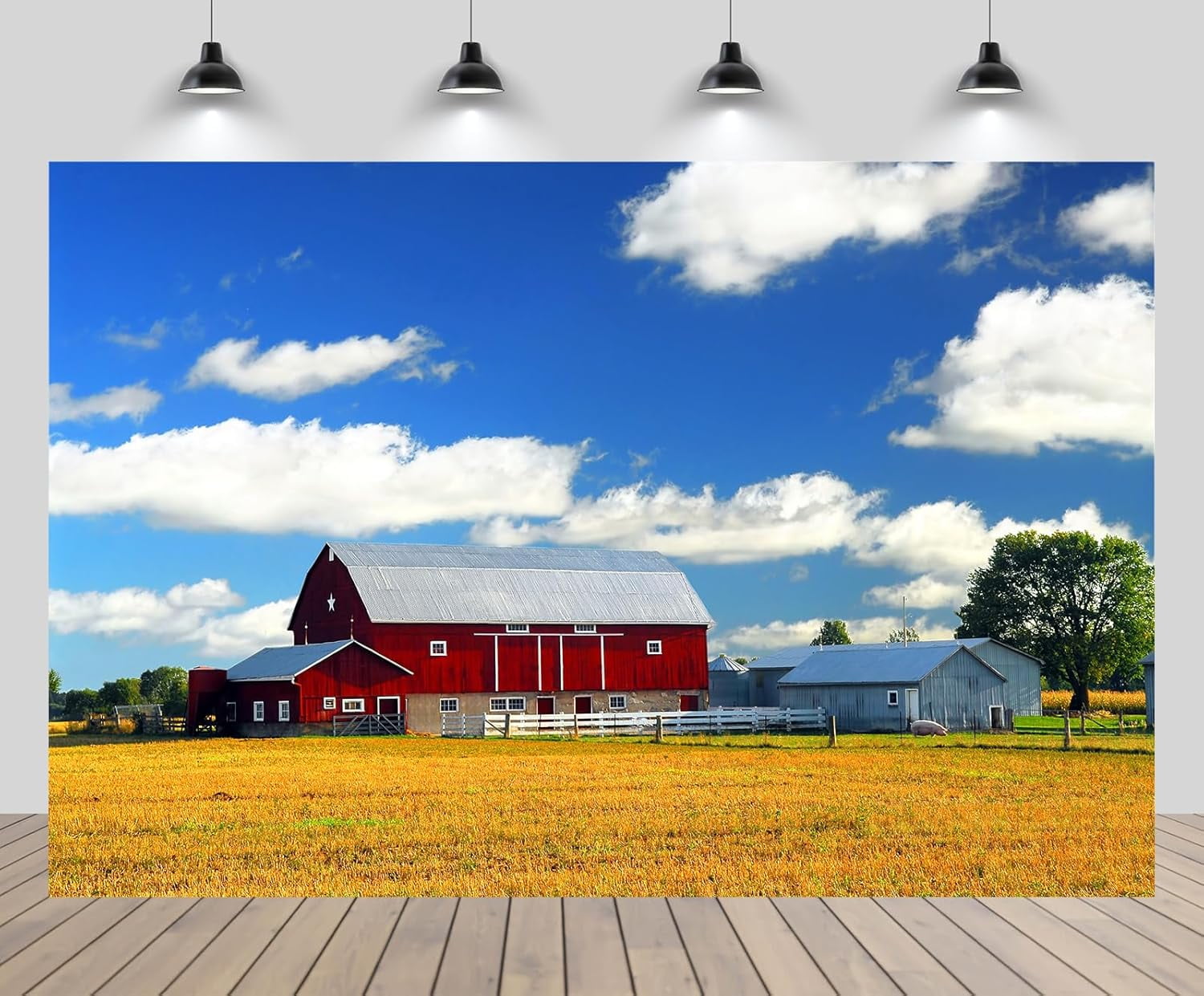 Pretty Scenery Backdrop Autumn Farm Field Photography Backdrop Red Barn ...
