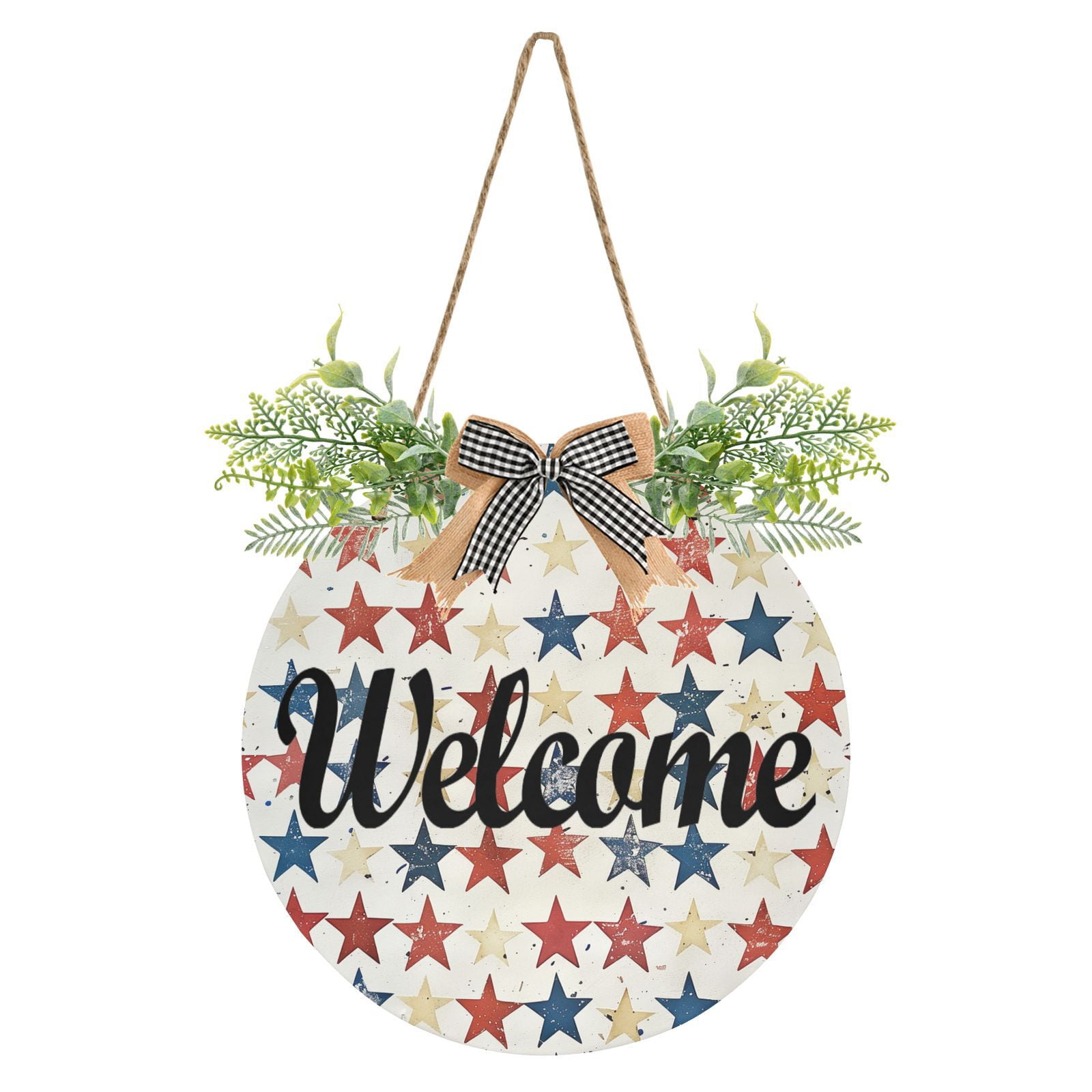 Pretty Stars Welcome Sign for Front Door Wreath Door Sign for Farmhouse ...