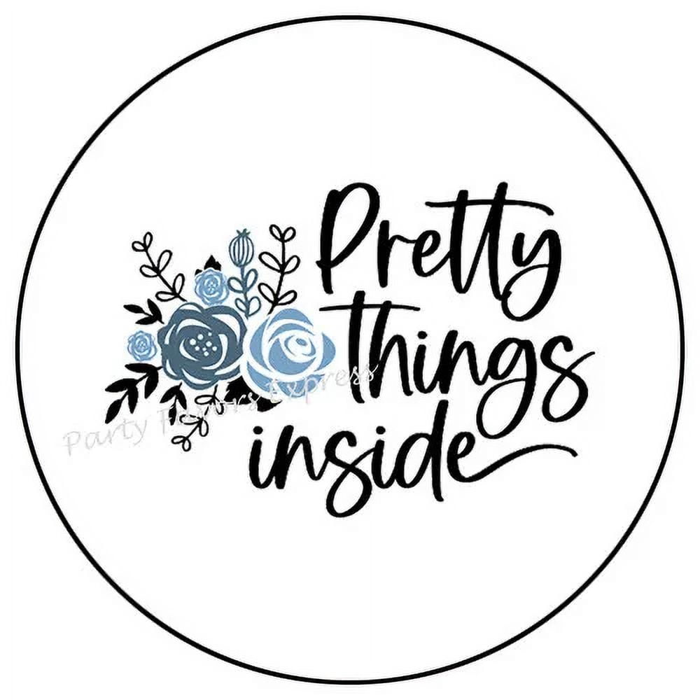 Pretty Things Inside Blue Floral Sticker Envelope Seals Labels Stickers Phone Decal Water Bottle ...