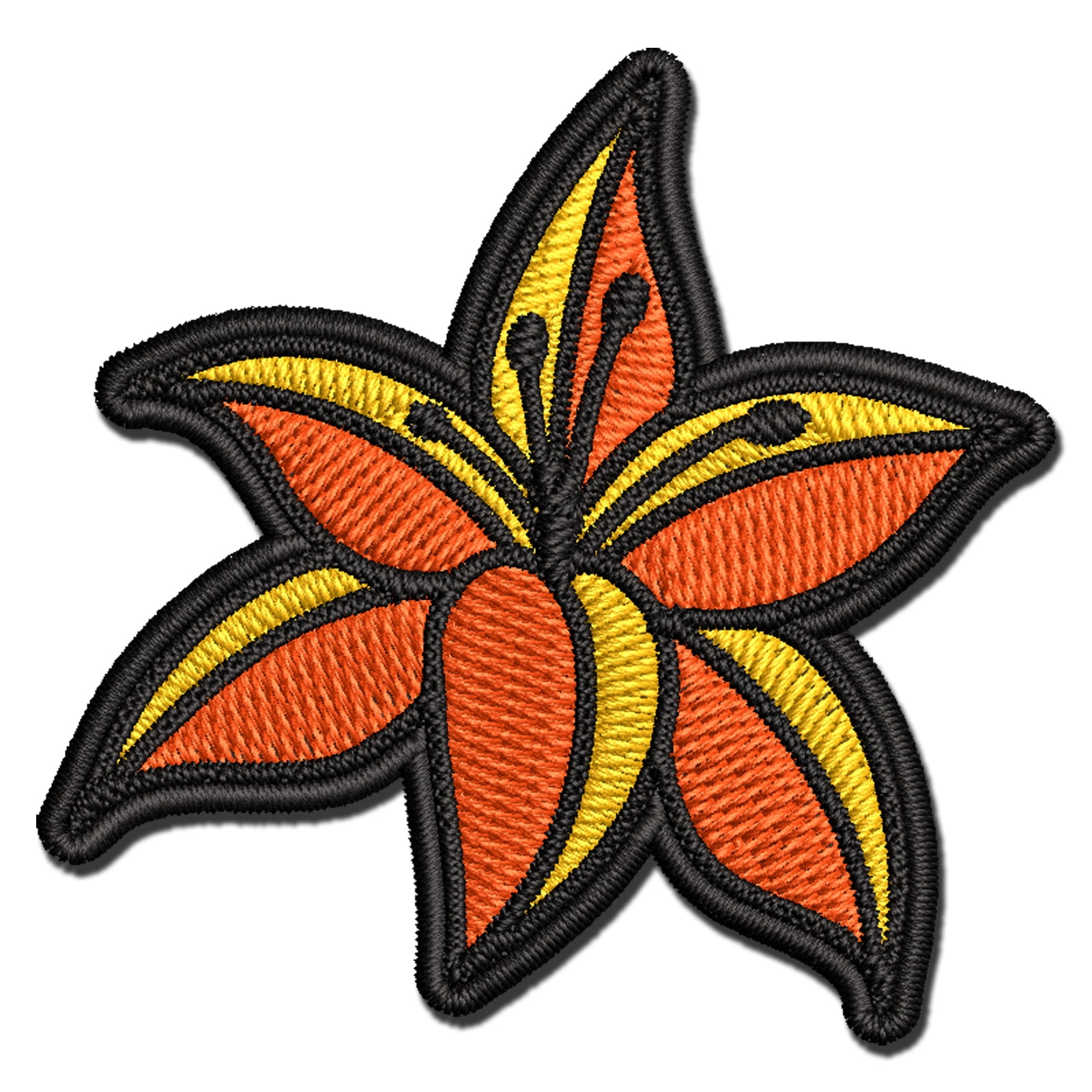Pretty Tiger Lily Flower Applique Multi-Color Embroidered Iron-On Patch ...