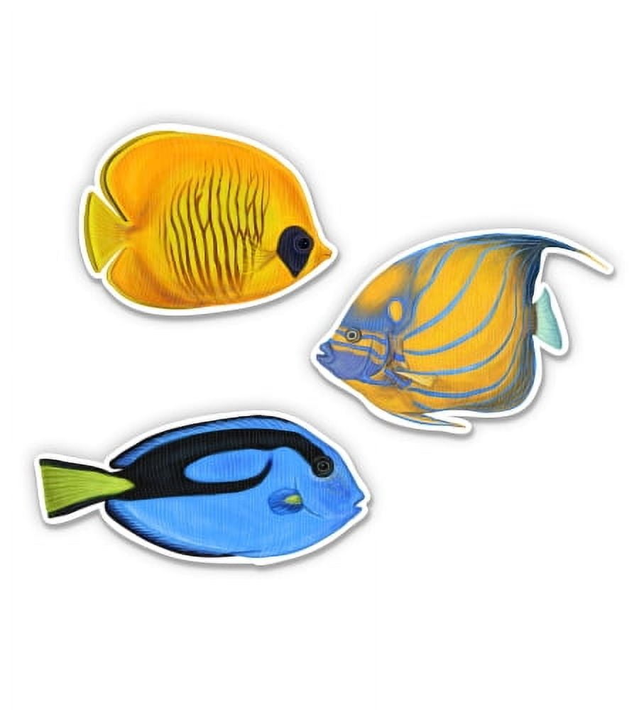 Pretty Tropical Fish Set of 3 - 2" each Vinyl Stickers - For Car Laptop ...