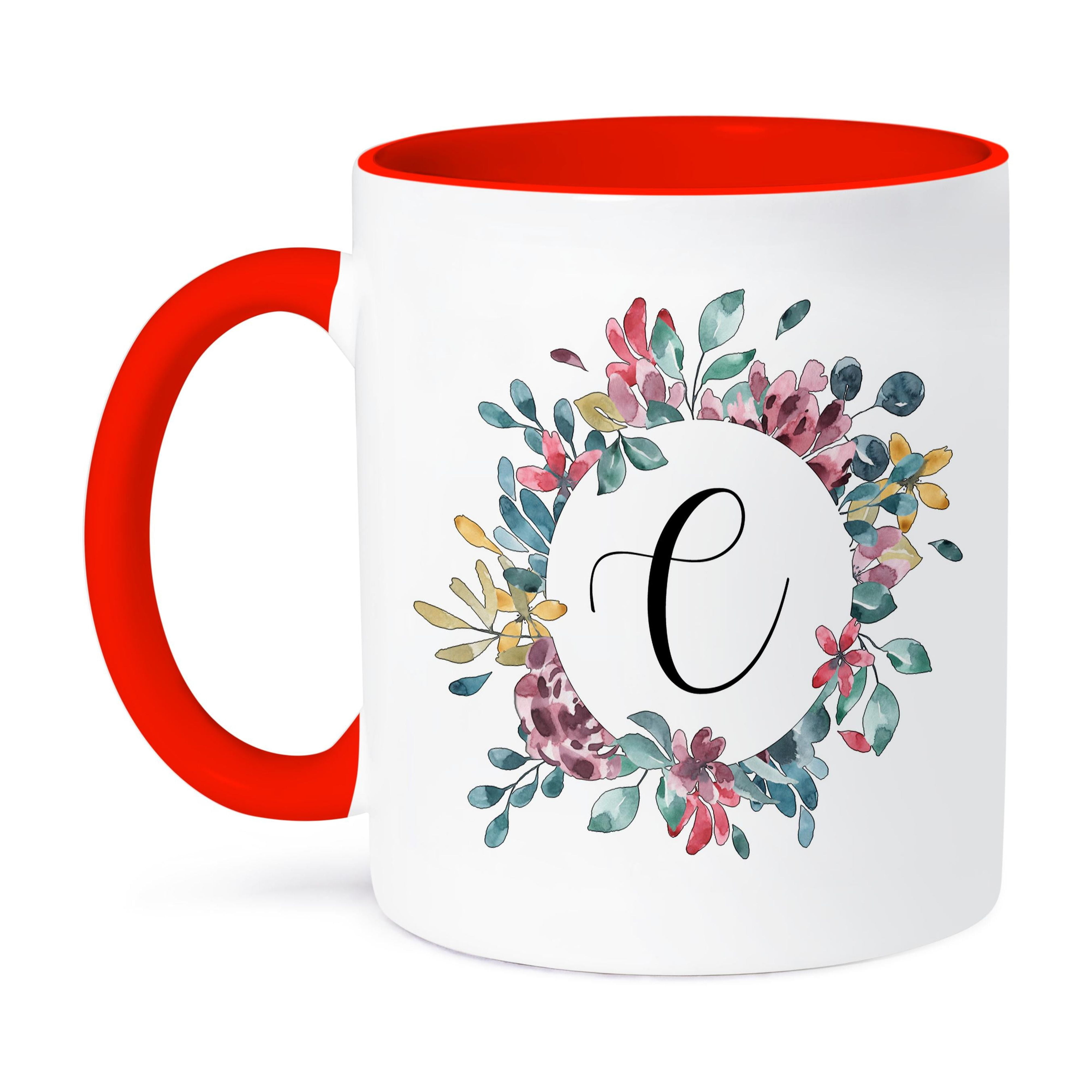 3dRose, Pretty Watercolor Floral Circle Frame With A Monogram Initial C ...