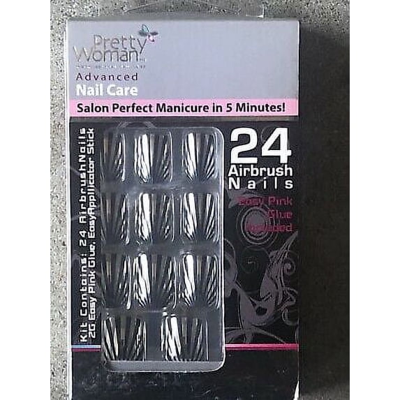Pretty Woman 24 Airbrush Artificial False Nails with Glue and ...