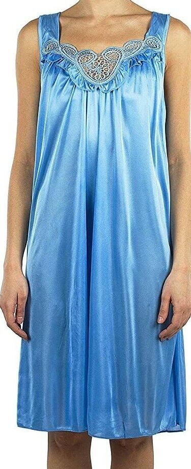 Pretty Woman Silky Lace Accent Sheer Sleeveless Nightgowns Sleepwear ...