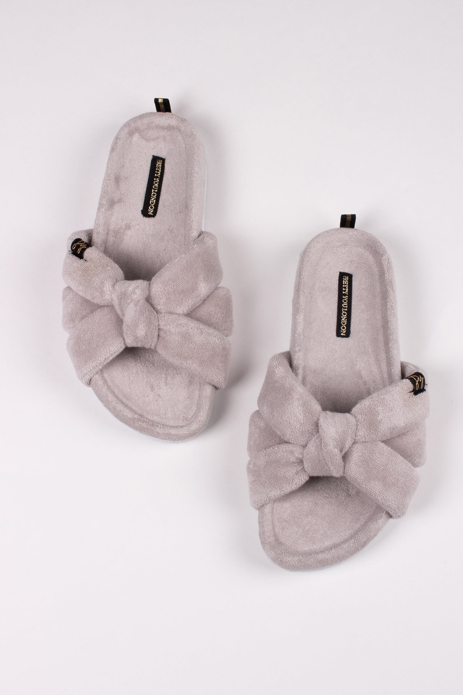 Pretty You London Women's Ariel Hard Soled Knot Slider Slipper in Gray ...