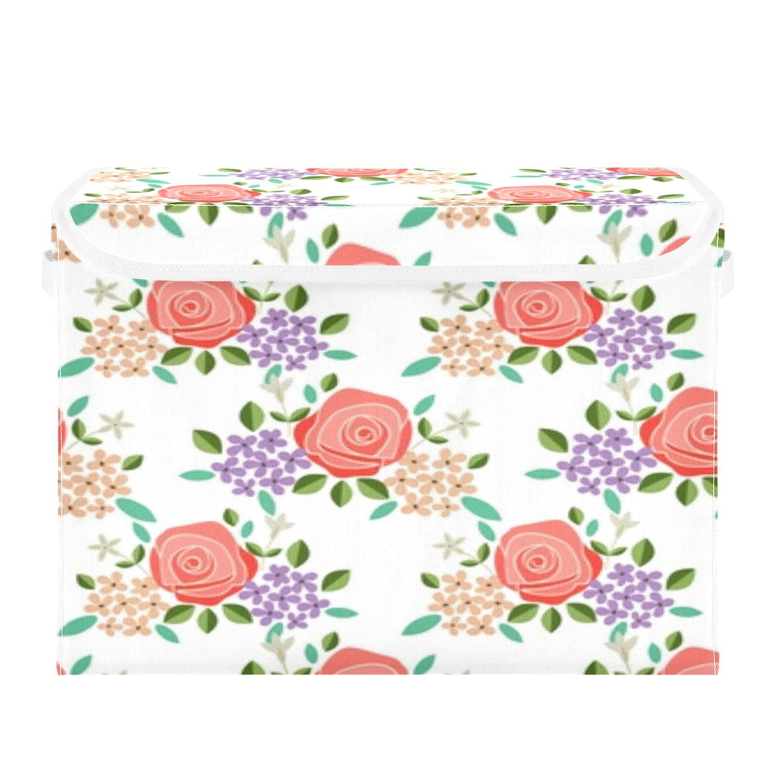Pretty floral rose pattern design Storage Bins with lid, Decorative ...
