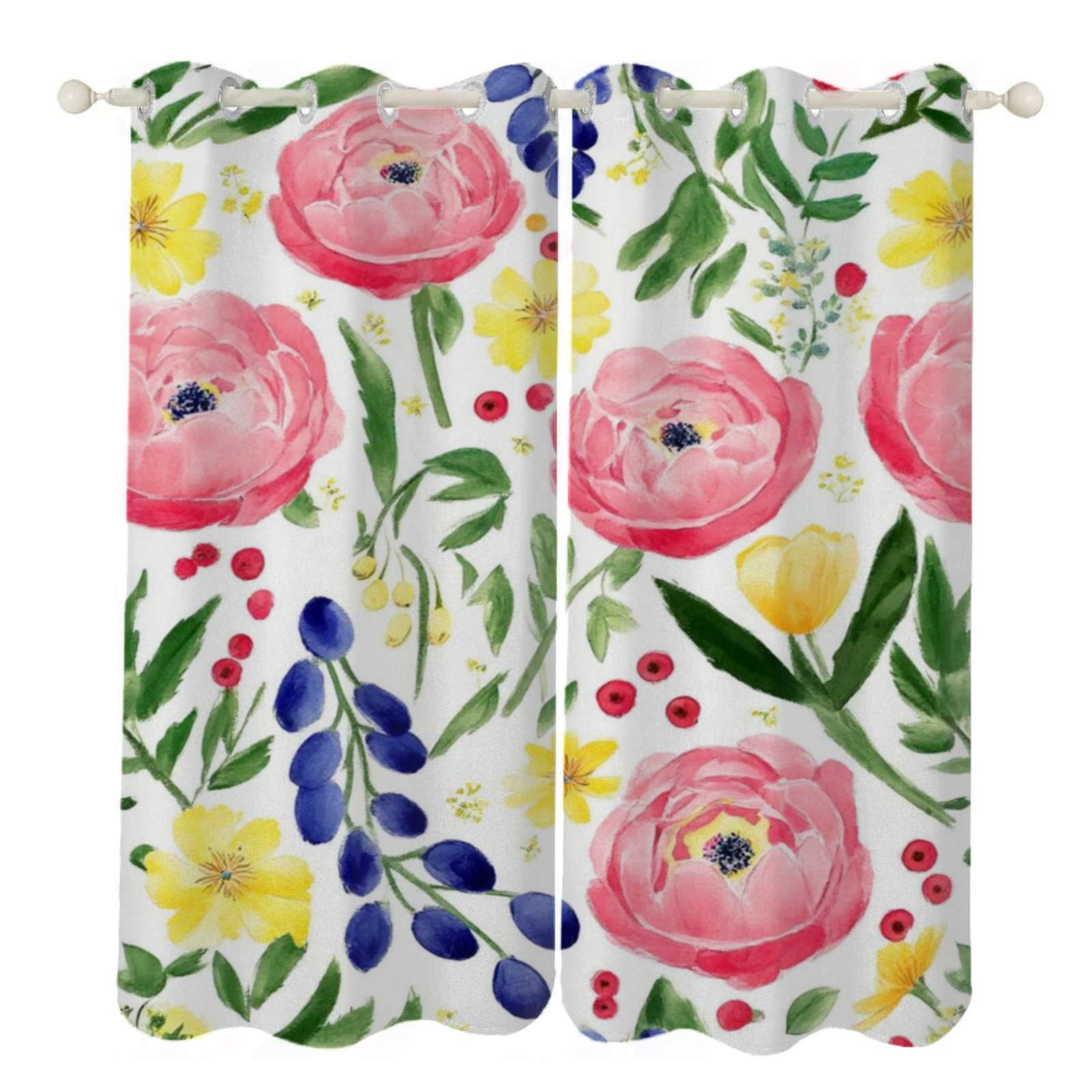 Pretty floral watercolor pattern design Sunshade Curtains Home Bedroom ...