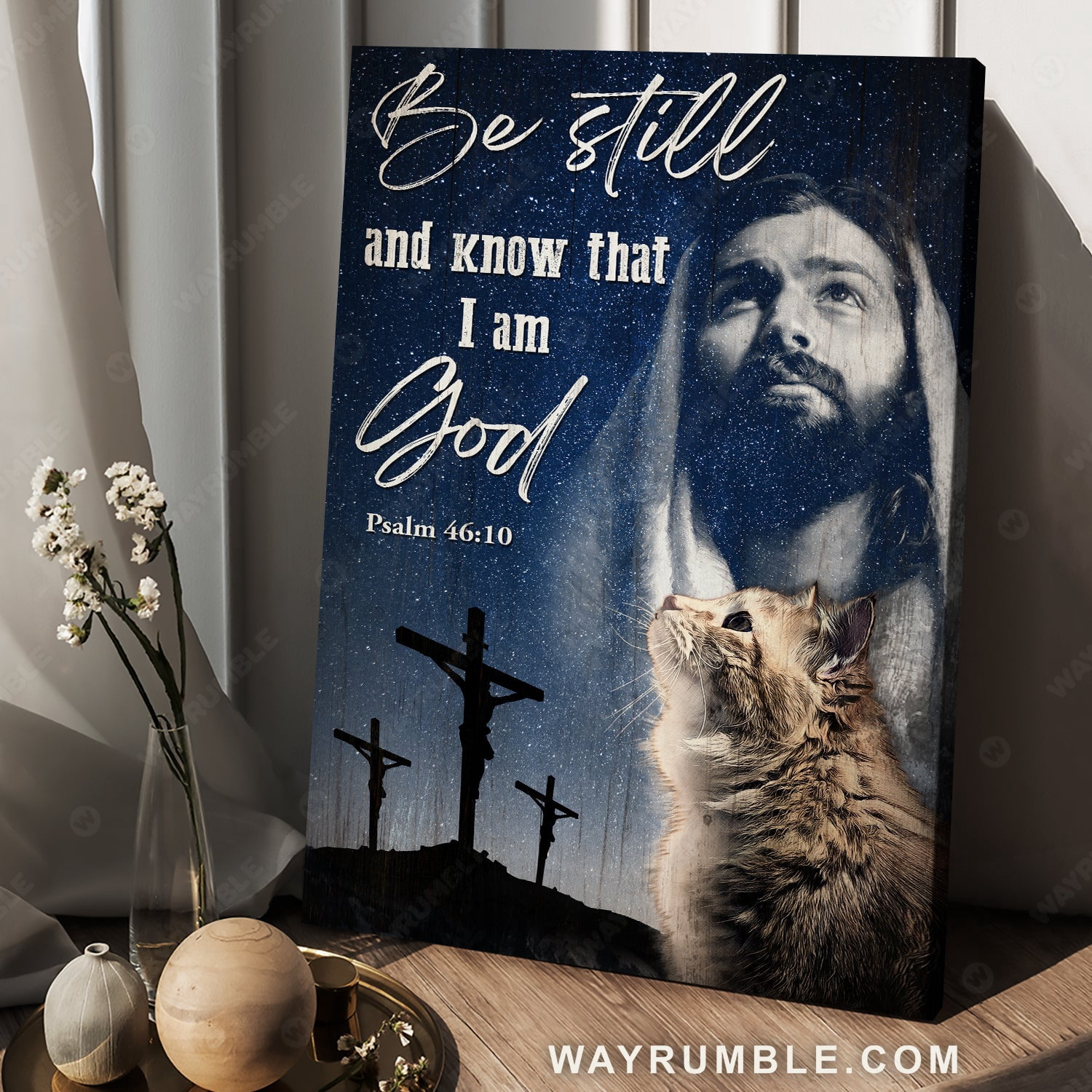 Pretty galaxy, Jesus painting, Little cat, Be still and know that I am ...