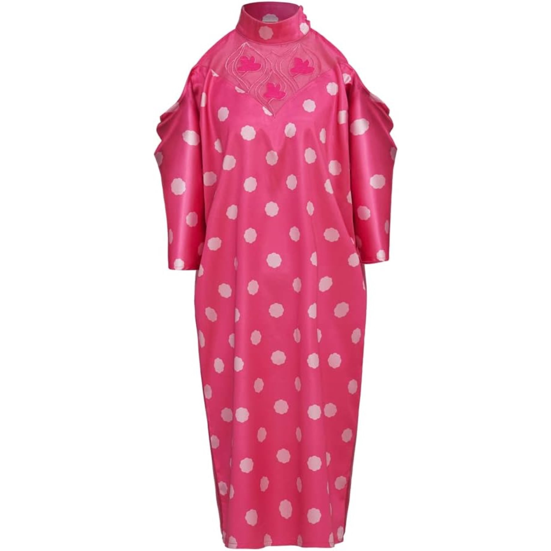 Pretty in Pink Andie Costume Women Girls 80s Pink Cold Shoulder Polka ...